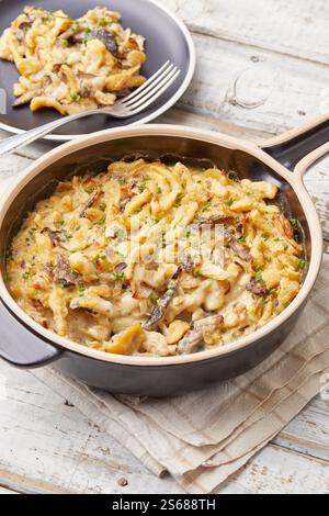 Mushroom Leek and Spaetzle Bake Stock Photo - Alamy