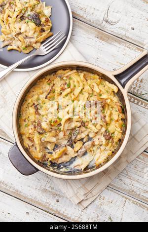 Mushroom Leek and Spaetzle Bake Stock Photo - Alamy