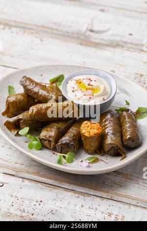 Vine Leaves Stuffed with Bulgar Stock Photo - Alamy