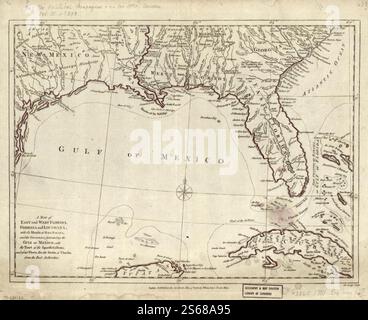Maps of East and West Florida. 1781 by Romans Bernard Stock Photo - Alamy