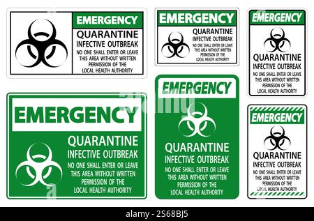Emergency Quarantine Infective Outbreak Sign Isolate on transparent ...