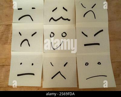 Happy emotional and around sad and angry faces Stock Photo - Alamy