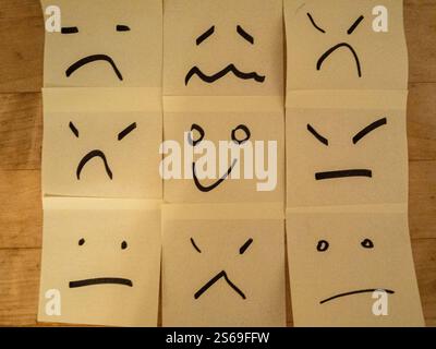 Happy emotional and around sad and angry faces Stock Photo - Alamy