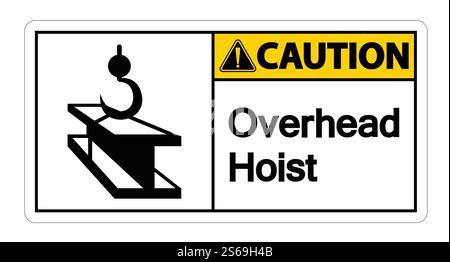 Caution Overhead Hoist Symbol Sign Isolate On White Background,Vector ...