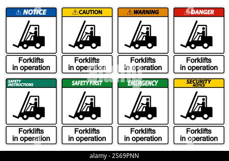 forklifts in operation Symbol Sign Isolate on transparent Background ...