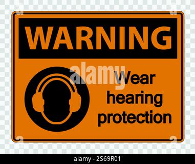 Warning Wear hearing protection on transparent background,vector ...