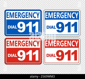 Emergency Call 911 Sign on transparent background,vector illustration ...