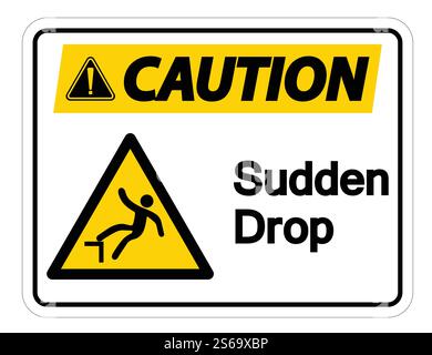 Caution Sudden Drop Symbol Sign On White Background,Vector illustration ...