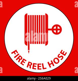 Fire Reel Hose Floor Sign Isolate On White Background,Vector ...