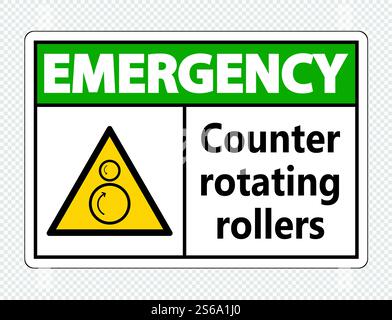 Emergency counter rotating rollers sign on transparent background ...