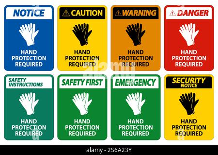 Hand Protection Required Sign on white background Stock Vector Image ...