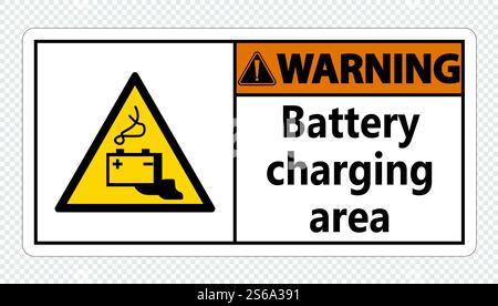 Warning battery charging area Sign on transparent background,vector ...