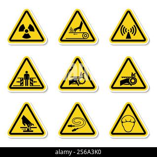Triangular Warning Hazard Symbols labels Sign Isolate on White ...
