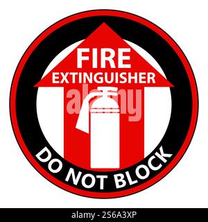 Fire Extinguisher Do Not Block Floor Sign on white background Stock ...