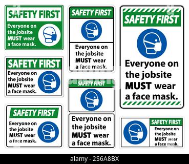 Safety First Wear A Face Mask Sign Isolate On White Background Stock ...