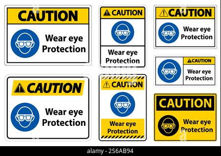 Caution Wear eye protection on transparent background,vector ...