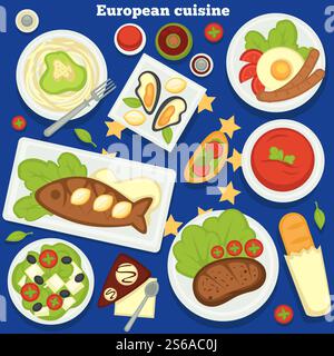 Vector illustration of an English dish - oysters. Kitchen for New Year ...