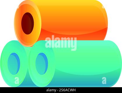 Textile production fiber rolls icon. Cartoon of textile production ...