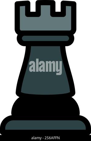 Chess rook piece icon. Outline chess rook piece vector icon for web ...
