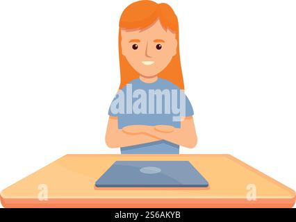 Smiling girl programming icon. Cartoon of smiling girl programming ...
