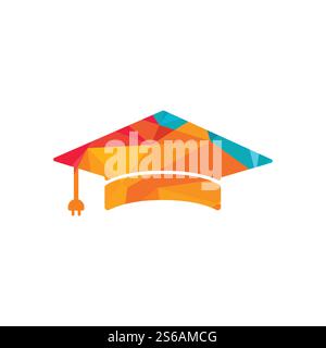 Artificial intelligent technology with graduation cap logo design. IT ...