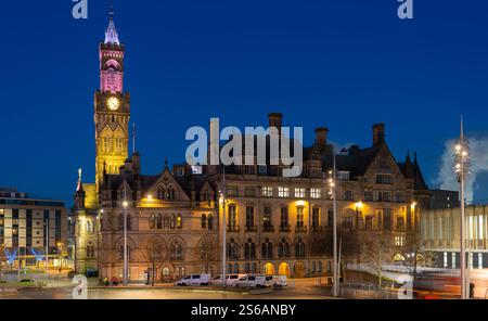 Bradford City Hall, opened in 1873 and Grade I listed. Pictured here in ...