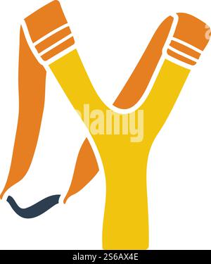 Flat design icon of hunting slingshot in ui colors. Vector illustration ...