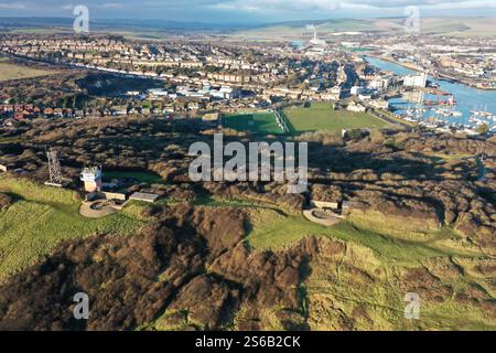 aerial view of newhaven harbour and town Stock Photo - Alamy