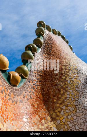 Dragon back roof of Casa Batllo, modernist building by Antoni Gaudi ...