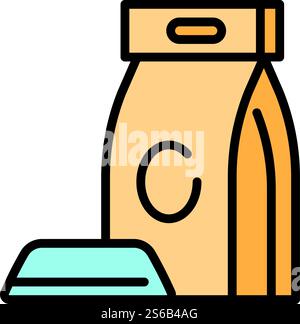 Cat food package icon outline vector. Dog feed. Animal pack Stock ...