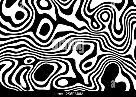 Distorted warp lines vector curve line texture background, flat liquid ...