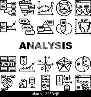 Graph and chart linear vector illustrations set. Business presentation ...