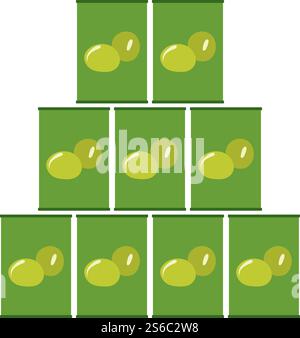 Stack Of Olive Cans Icon. Flat Color Design. Vector Illustration Stock ...