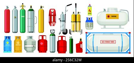 LPG. Flammable gas tanks, set. Propane, butane, methane gas tank. Gas ...