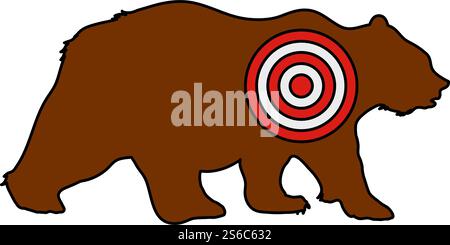 Icon Of Bear Silhouette With Target. Editable Bold Outline With Color ...