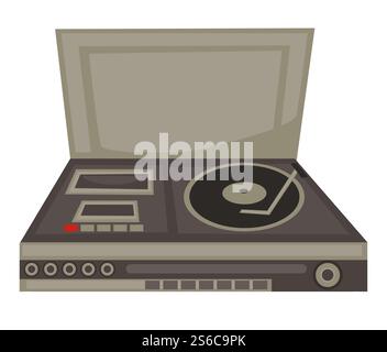 DJ panel of 70s, vinyl disc and cassette player, buttons Stock Vector ...