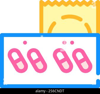contraception condoms and pills line icon vector illustration Stock ...
