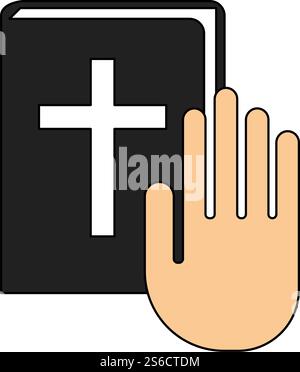 Hand On Bible Icon. Editable Bold Outline With Color Fill Design ...