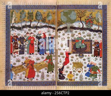 This frontispiece from *Kalila wa Dimna*, created around 1465 in ...