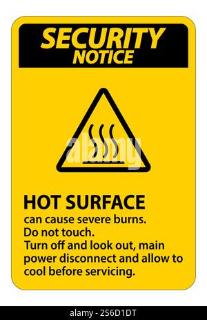 Security Notice Hot surface sign on white background Stock Vector Image ...