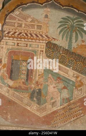 This fresco from the Haveli of Maharani Datar Kaur depicts Guru Nanak ...