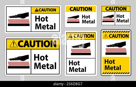 Caution Hot Metal Symbol Sign Isolated On White Background Stock Vector ...