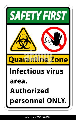 Safety First Quarantine Infectious Virus Area Sign Isolate On White ...
