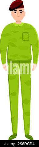 Cartoon Red Beret Military Army Soldier Vector Illustration Stock ...