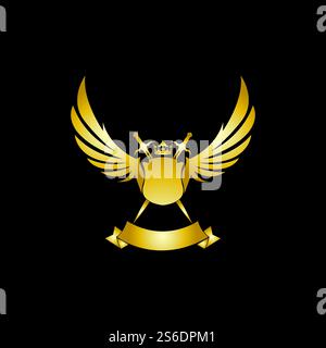 Heraldic Composition with crown, swords, wings, shield and ribbon Stock ...