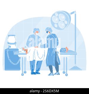 Medical Team Performing Surgical Operation in Operating Room. Flat ...