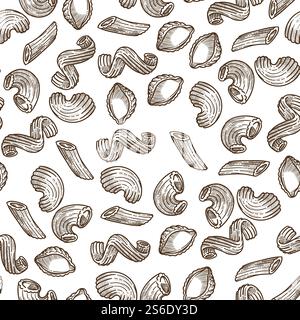 Fusilli rigatti and conchiglie Italian pasta seamless pattern Stock ...