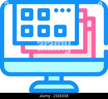 opened windows of operating system line icon vector. opened windows of ...