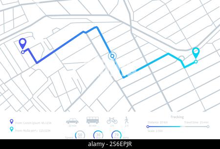 GPS navigation. Planning routes. Mobile navigating map with location ...