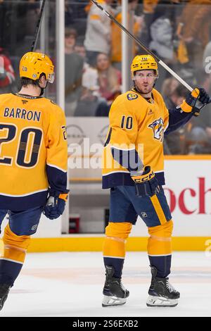 Nashville Predators defenseman Justin Barron (20) plays against the Florida Panthers in an NHL ...
